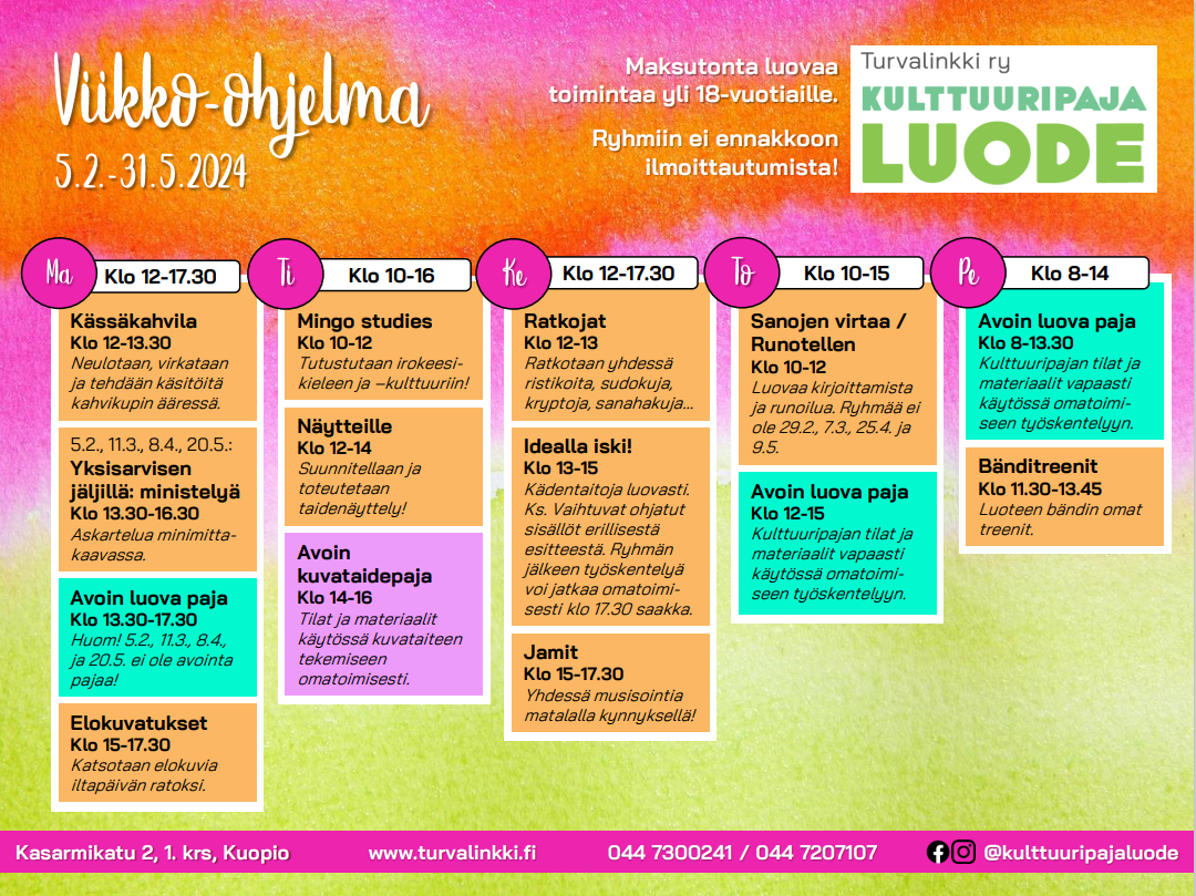 Viikko-ohjelmat - Turvalinkki ry | Kuopio