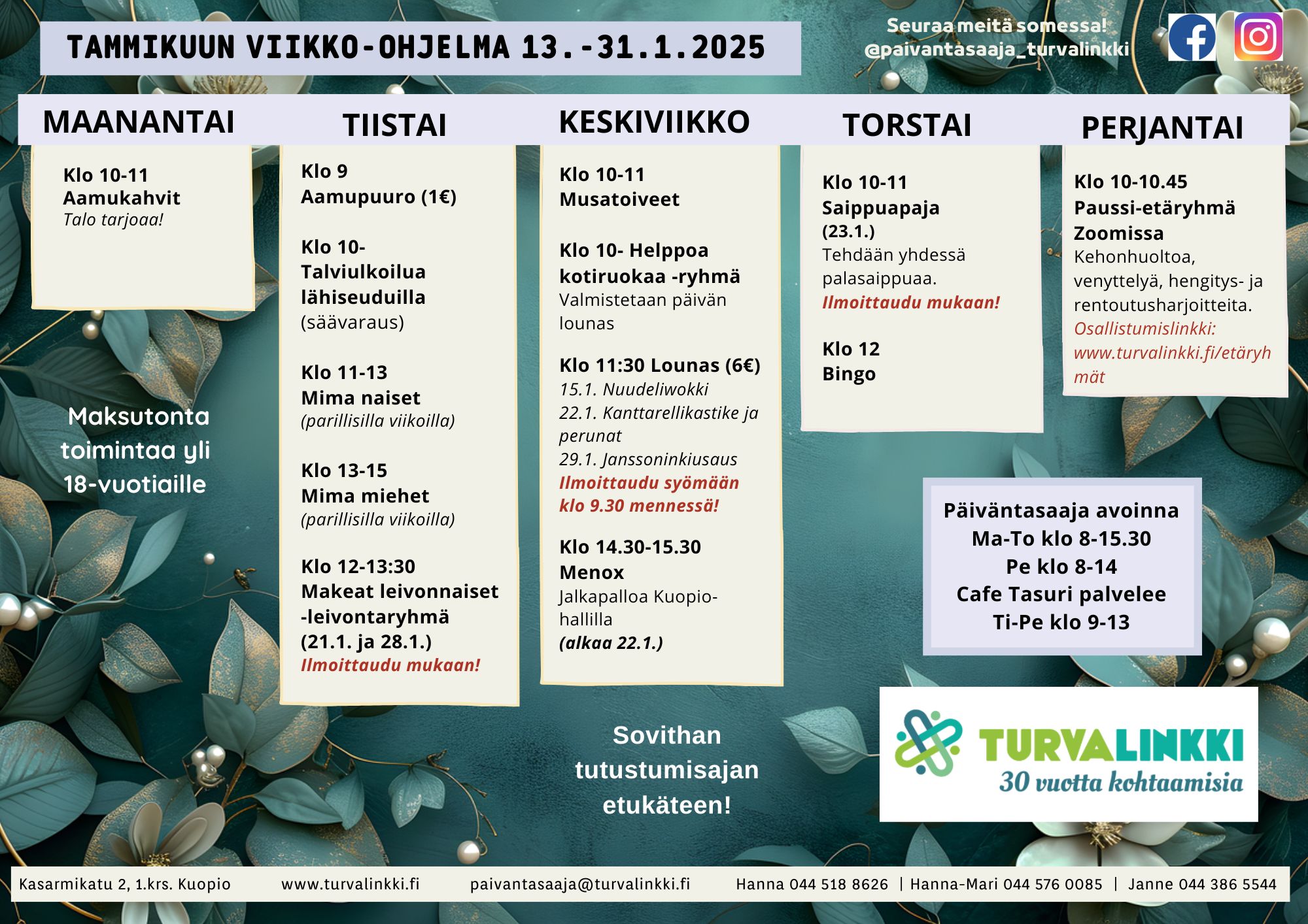 Viikko-ohjelmat - Turvalinkki ry | Kuopio